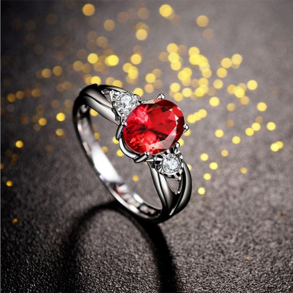 Jewelry | 925 Sterling Silver And Red Tanzanite Ladies Ring Size 4 ...